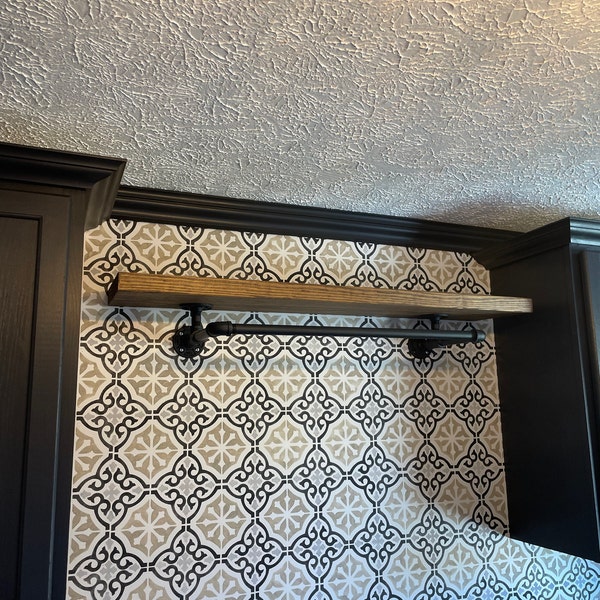 Laundry Room Bar With Attached Wood Shelf, Clothing Rack, Drying Bar ...