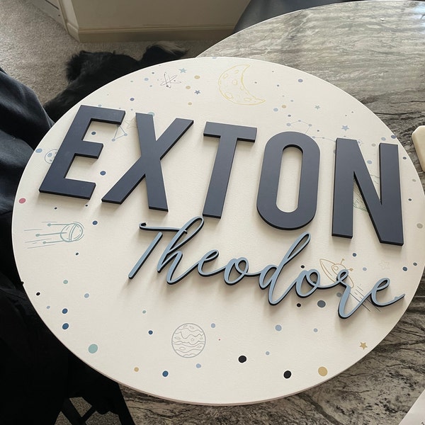 Outer Space Name Sign | Personalized | Baby Name Sign | Wood Sign ...