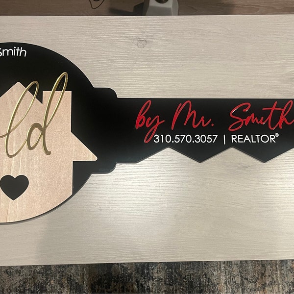 Personalized Realtor Key With Heart Closing Realty House Sold Acrylic ...