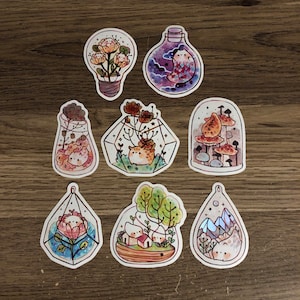 Cute Terrarium Stickers/ Matte Holographic/ Kawaii/ Die Cut Stickers ...