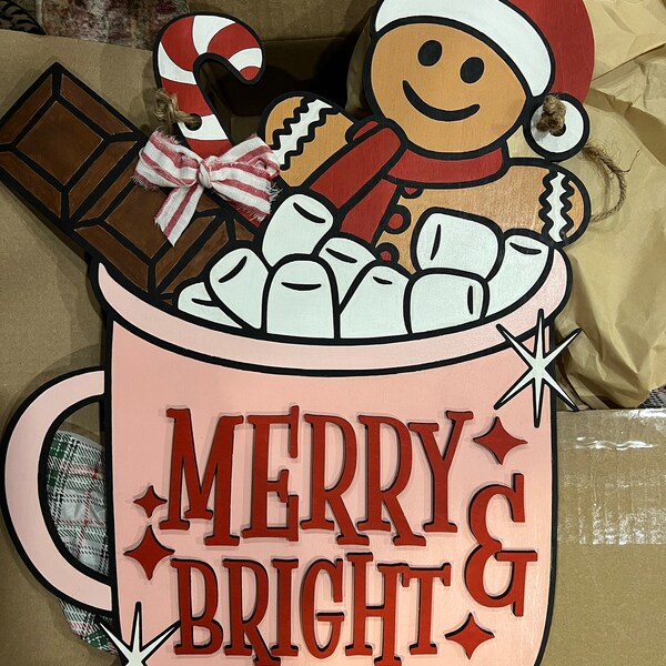 Vintage Style Christmas Santa Sign Coffee Bar Christmas Decor Retro ...