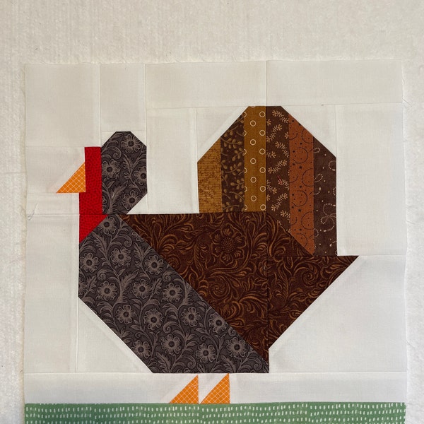 Patch Turkey Quilt Block Pattern (make a 6" or 12" Block) - Digital ...