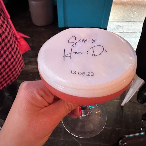 Personalised Hen Do Cocktail Toppers / Birthday Drink Wafers / Custom ...