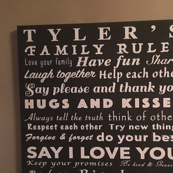 Family Rules Sign, Rules Sign Personalize Canvas,all Family Have They ...