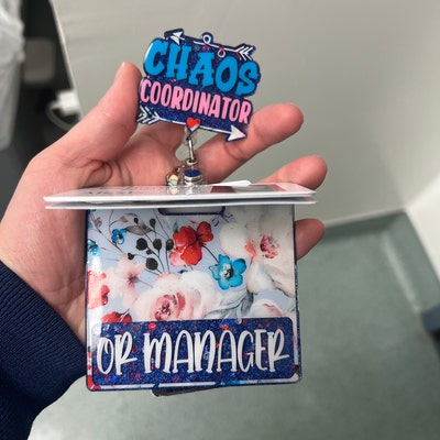 Floral Badge Buddy Cute Glitter ID Badge Job Title/name - Etsy