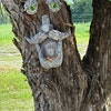 Tree Face Sculpture, Whimsical Old Man Tree Hugger Hanging Flower ...