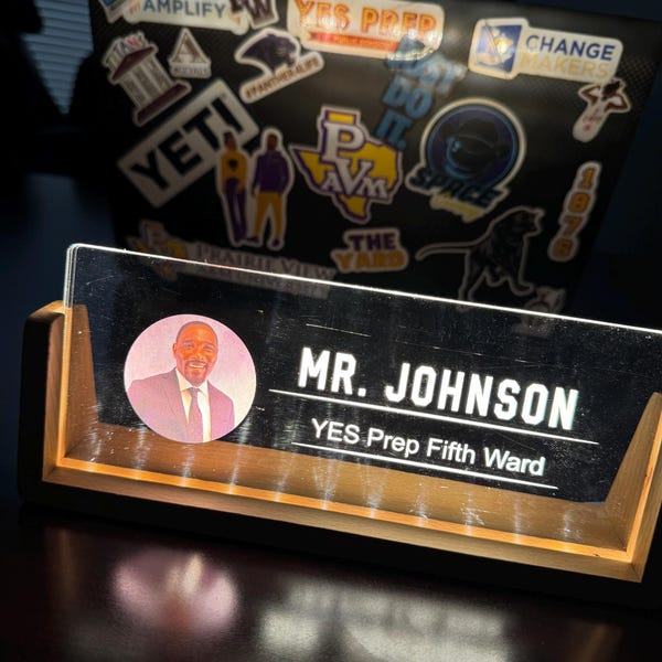 Personalized Name Plate With Wooden Base | Lighted Acrylic Nameplate ...