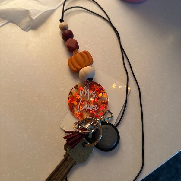 Fall Teacher Lanyard - Personalized Lanyard for Keys or ID Badge ...