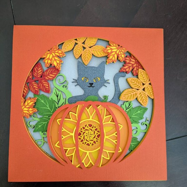Fall Cat Shadow Box Svg, Fall Shadow Box Svg, Fall Shadow Box, Cat Svg ...