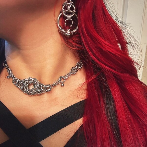 Persephone Chainmail Spike Bracelet Spiked Jewelry Gothic Punk Fashion ...