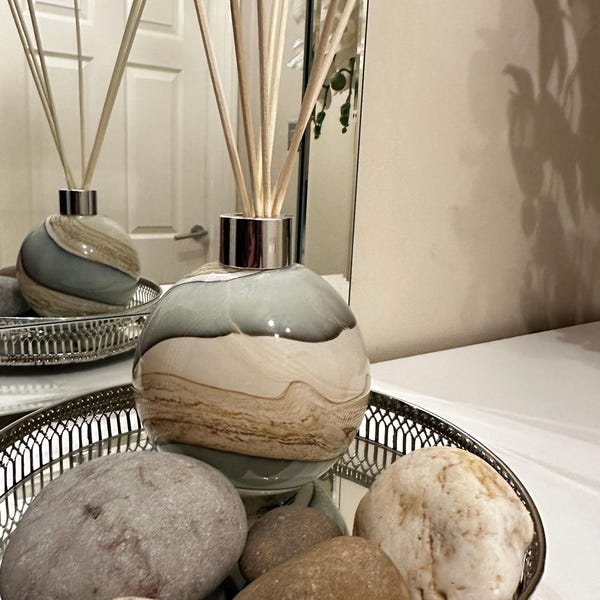 Luxury Reed Diffuser Mouth Blown Glass Open Cylinder Apothecary Design ...