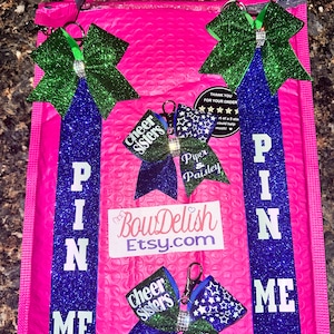 Pin Me Cheer Competition Tag Ribbons Customizable Glitter - Etsy