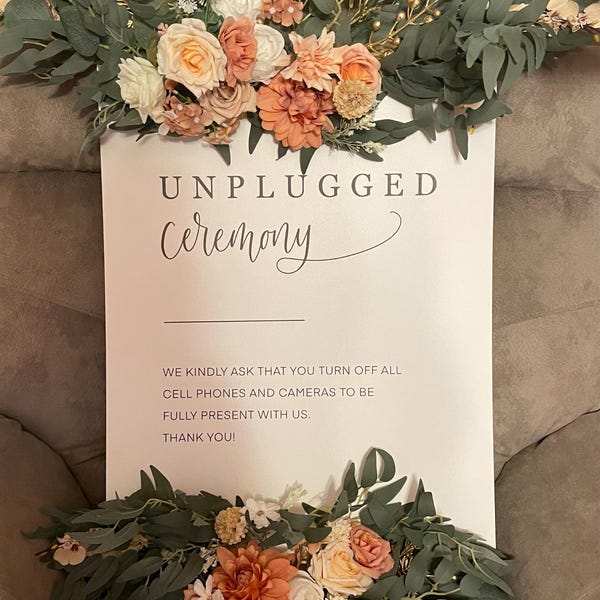 Frosted Unplugged Ceremony Sign With Cursive Font, Small Unplugged ...