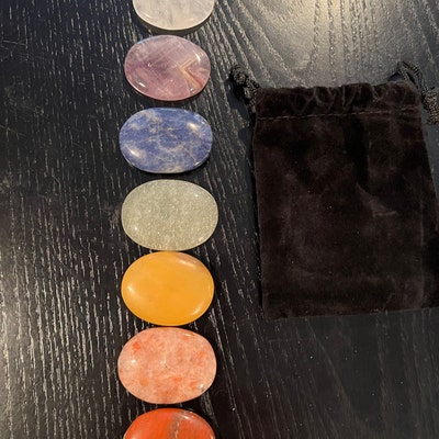 Worry Stone 7 CHAKRA KIT With Drawstring Pouch chakra Stone Set ...