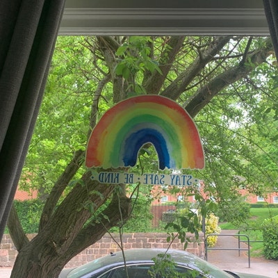 Stay Safe Be Kind Rainbow Window Sticker Rainbow Window - Etsy