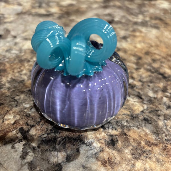 Purple & Gold Blown Glass Pumpkin, 4.25" Decorative Squash Sculpture ...