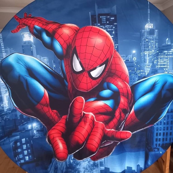 Spiderman Elastic Cylinder Cover Backdrop,night City Round Backdrop ...