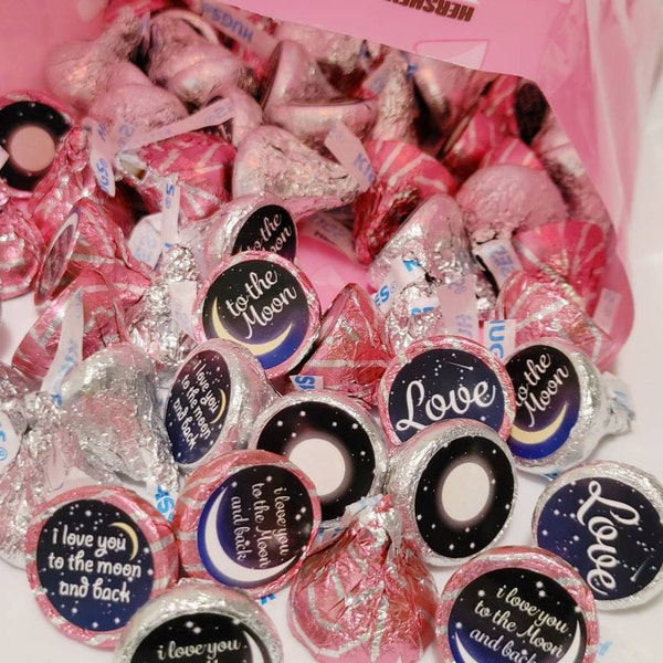 Over the Moon Baby Shower Stickers for Chocolate Kisses Small Candies ...