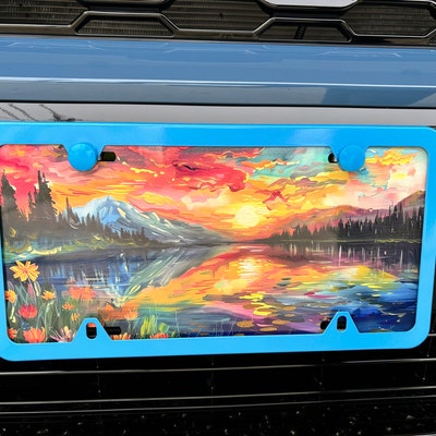 Floral & Leopard License Plate Frame, Tropical Hibiscus Tribal Design ...