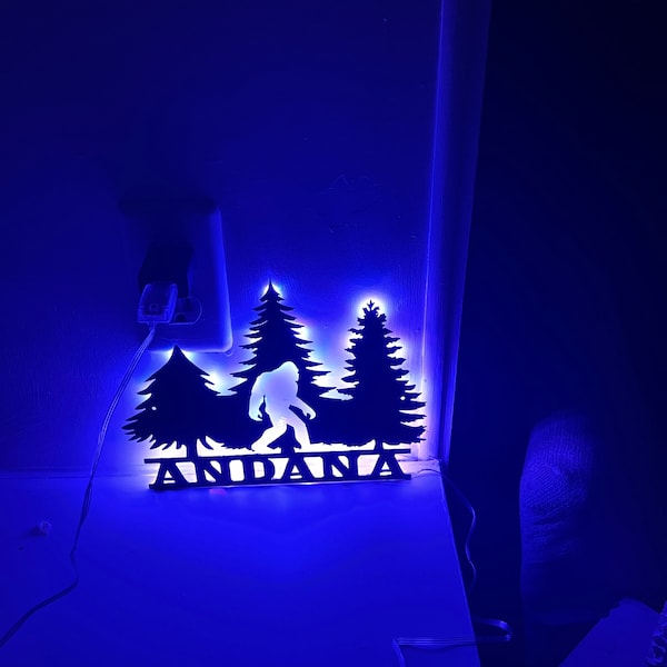 Custom Bigfoot Metal Wall Art Led Light, Bigfoot in Forest, Sasquatch ...