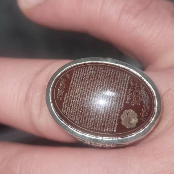 Genuine Yemeni Blue Aqeeq Aqiq Agate 925 Silver Protection Amulet Ring ...