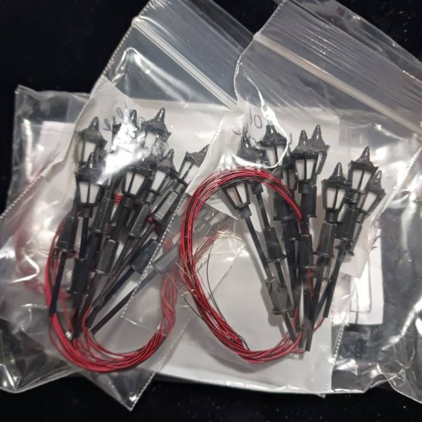 New LED HO Scale Cast Iron Style Lights 10 Pcs W/resistors & Diagram ...