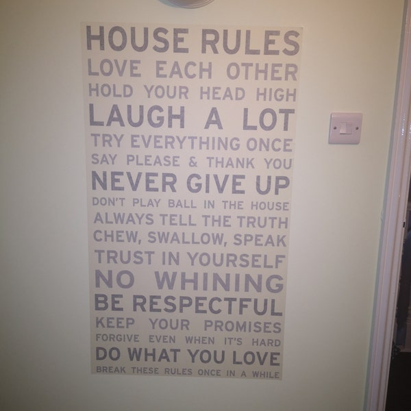Family House Rules Wall Sticker - Etsy
