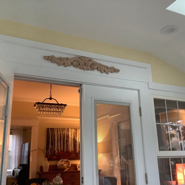 Floral Scroll With Pearl Carved Door Header Appliqué, Onlay for ...