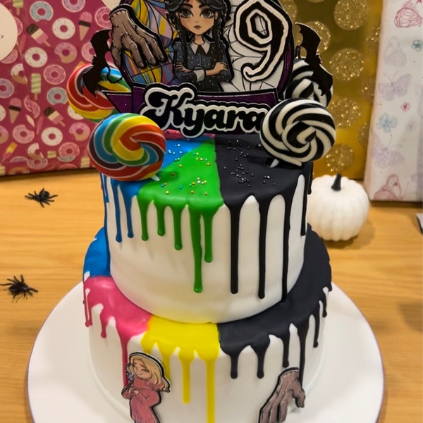Wednesday Addams Themed Personalised Cake Topper! Birthday * Custom ...