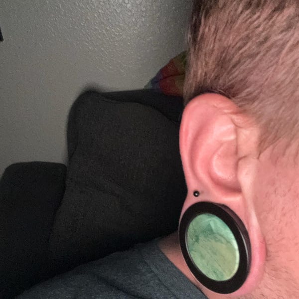 Organic Ear Plugs With Green Wood Inlay Wooden Green Gauges 10 12 14mm ...