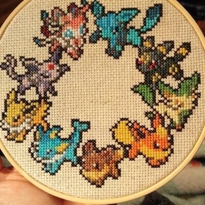 Eevee Evolution Pokemon Cross Stitch PATTERN - Etsy Singapore