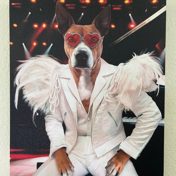 Custom Dog Portrait Musician Dog Playing Guitar Drawing, Bruce ...