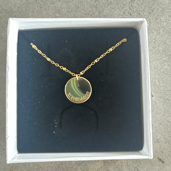 Personalized Disc Necklace, Custom Inscription With Roman Numeral, Date ...