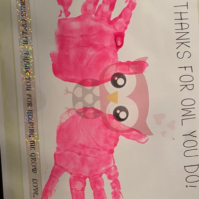 Custom Printable Thank You Card, Easy Owl Handprint Art Craft for Kids ...