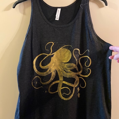 Octopus Japanese Calligraphy Tank Top Gyotaku Traditional Ukiyo-e Japan ...