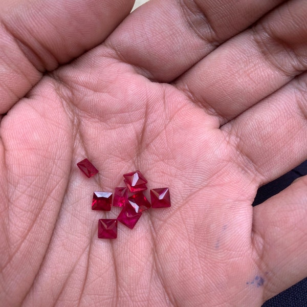 Square (princess) Lab Grown Ruby - Etsy