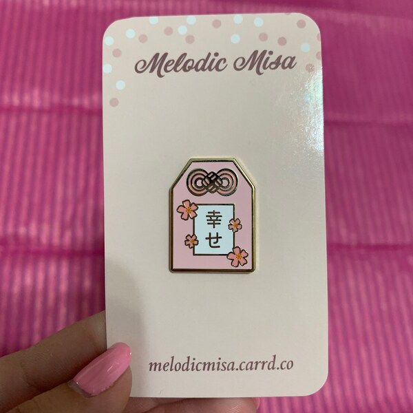Pink Omamori Enamel Pin – Shiawase Lucky Charm Japanese Good Fortune ...