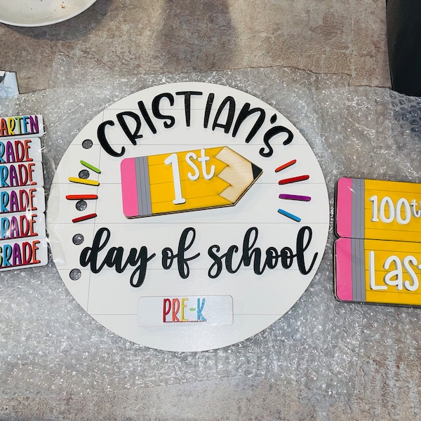 Kids Interchangeable First Day of School Sign, 100th Day of School ...