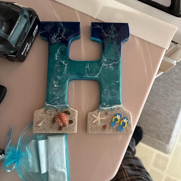 Custom Beach Themed Letter Wall Hanging | Monogram Initial | Surf Art ...