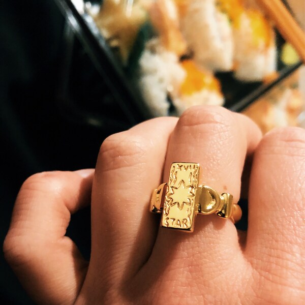 The Star Tarot Card Ring - Gold Star Ring - Etsy