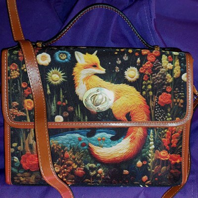 Cottagecore Butterflies Wildflowers Canvas Satchel Bag, Cottage Witch ...