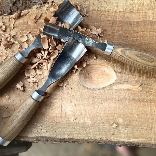 2-piece Large Timber Chisel Set With Leather Cases. Woodworking Slick ...