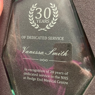 Personalised Crystal Employee Award, Retirement Appreciation, for ...