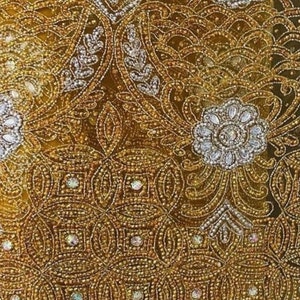 Designer Gold Beaded Indian George Fabric Material 2.5yrds Net 2.5yrds ...