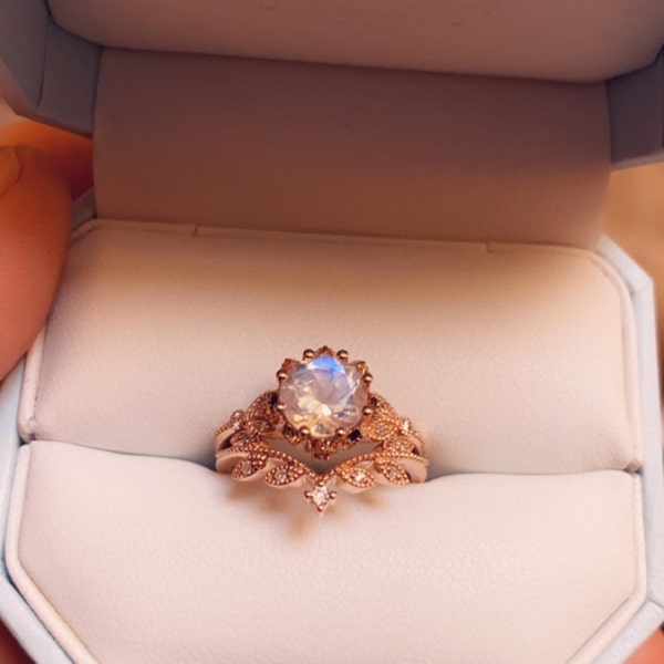Evanthe Moonstone Engagement Ring, Vintage Floral Moonstone Ring ...