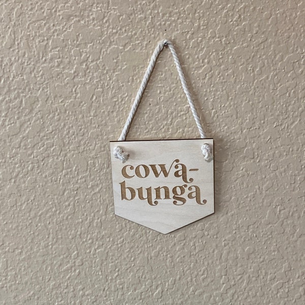 Cowabunga Mini Pennant Wooden Room Sign, Nursery Décor, Surfer Room ...
