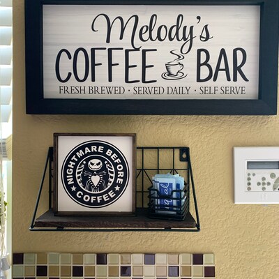 Nightmare Before Coffee Wood Sign, Coffee Bar Decor, Jack Skellington ...