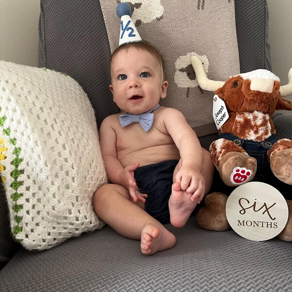 1/2 Birthday Crown | Baby Boy 6 Month Crown | Half Birthday Outfit Boy ...