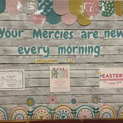 Biblical Affirmation He is Risen Easter Bulletin Board Kit - Etsy