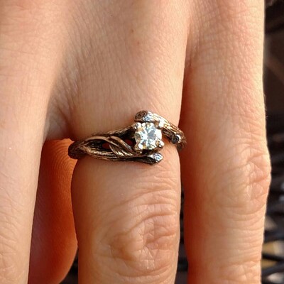 ACADIA WEDDING RING Set Twig Engagement Ring, Matching Weddng Band ...